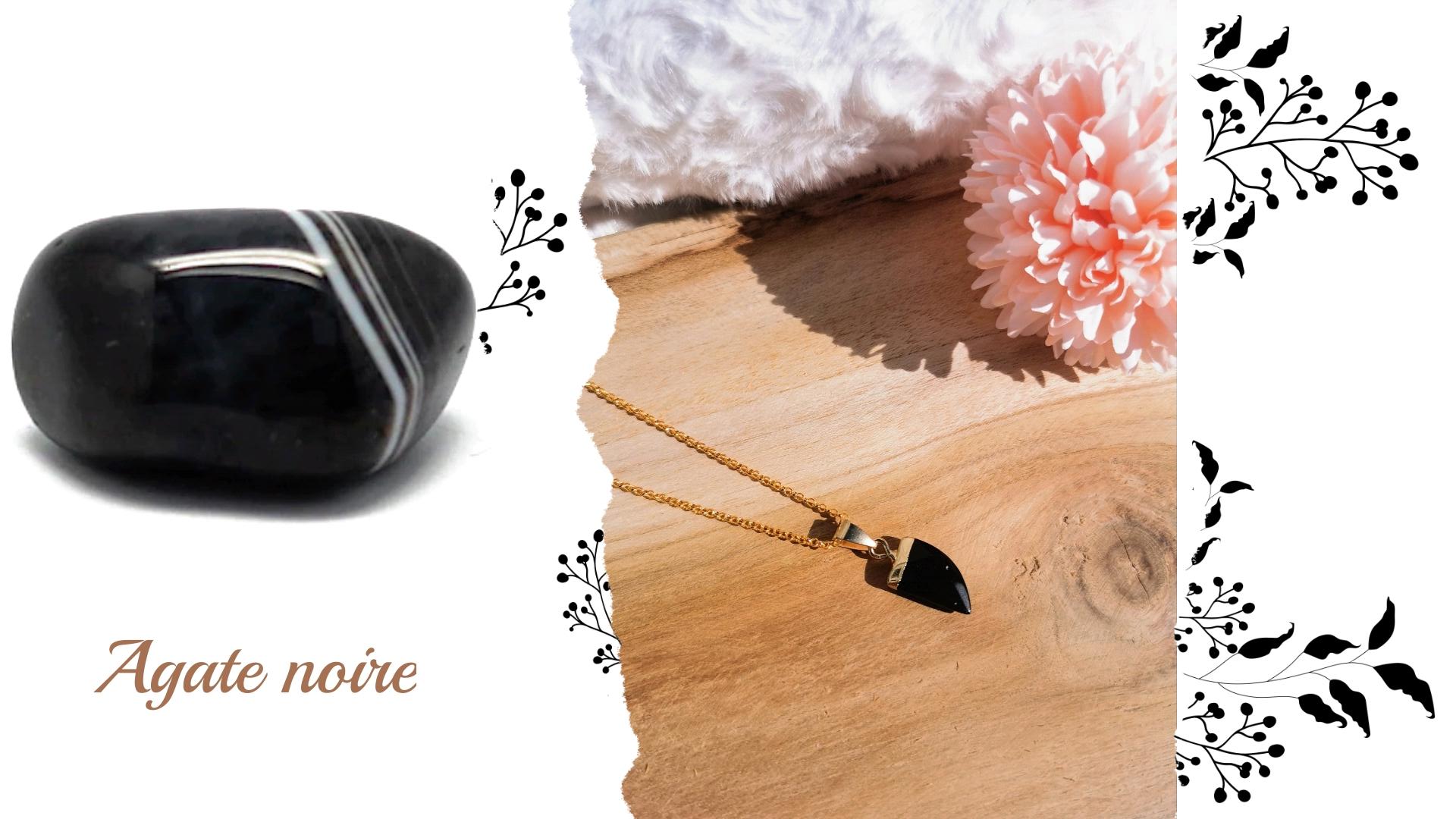 Agate noire, Pierre de protection – Lazuli – Creatrice de bijoux
